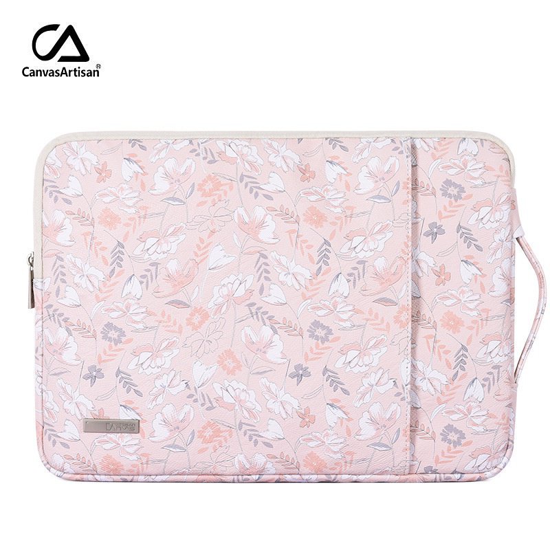♟﹍CanvasArtisan Portable Pink Floral Pattern Laptop Bag Waterproof ...