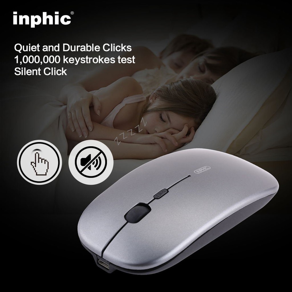 ☍[อัพเกรด 3 in 1] Inphic M1 / PM1 BS เมาส์ไร้สาย ไร้เสียง คลิกเงียบ บาง ...
