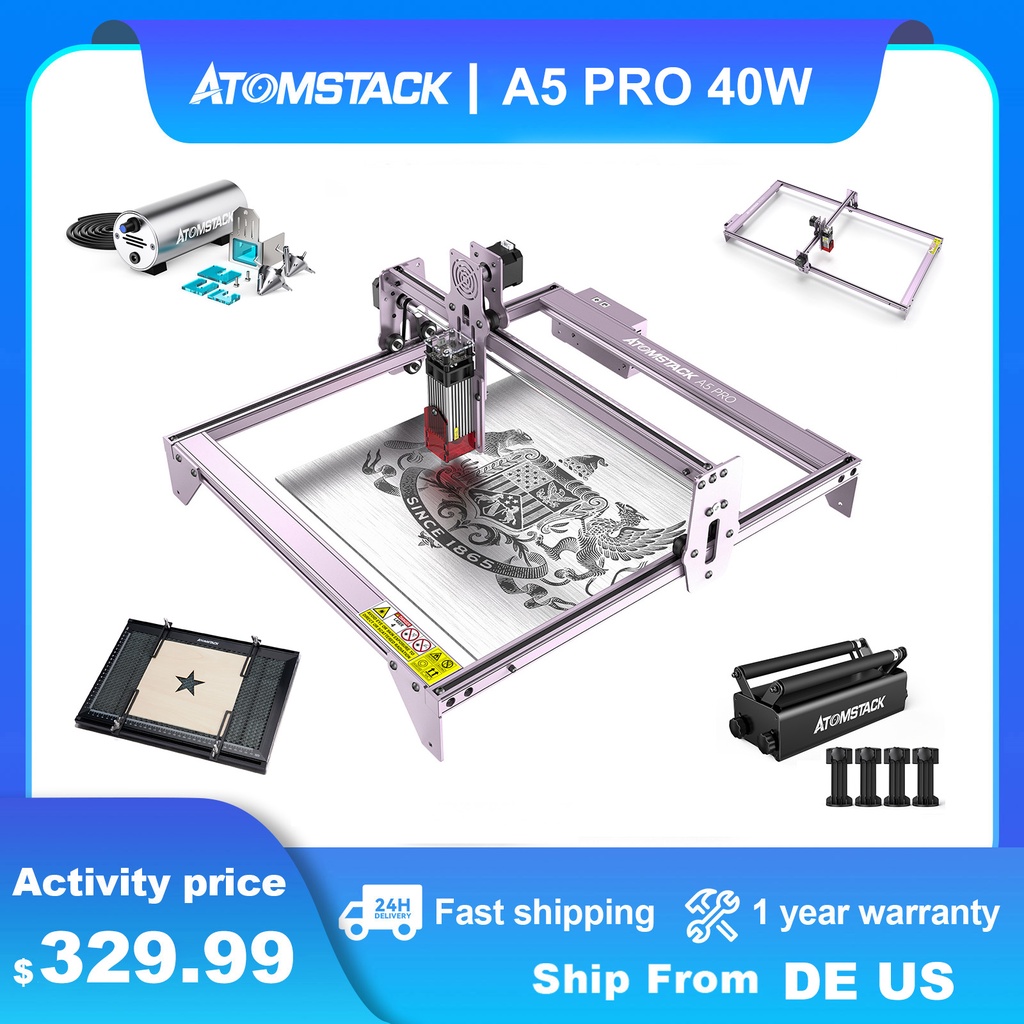 ของแท้ 100 ATOMSTACK A5 Pro 40W Laser Engraver Cutting Wood Acrylic ...