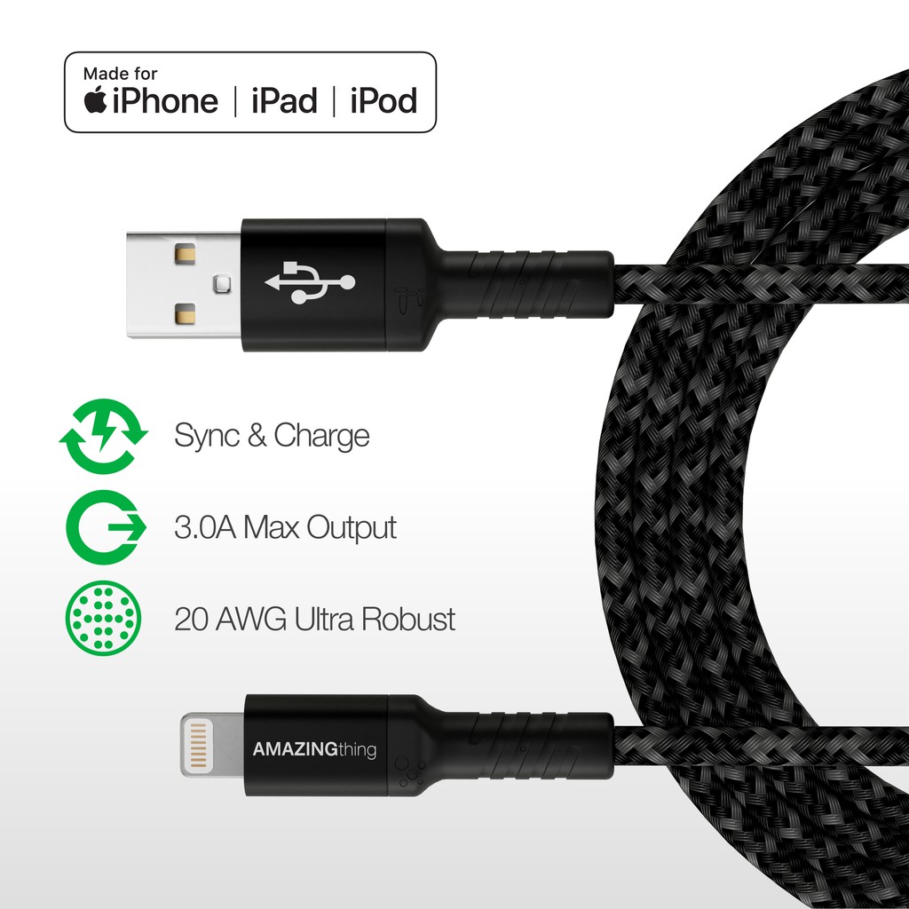 AMAZINGthing สายชาร์จซิงค์ไอโฟน Cable Anti Microbial SupremeLink Bullet ...