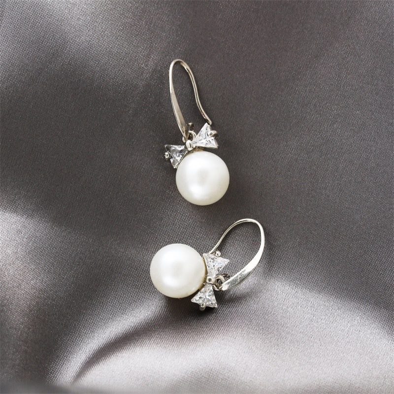 Qqww ต่างหูแฟชั่น ประดับโบว์ เพชร เพทาย มุก ขนาดใหญ่ สไตล์เกาหลี ...