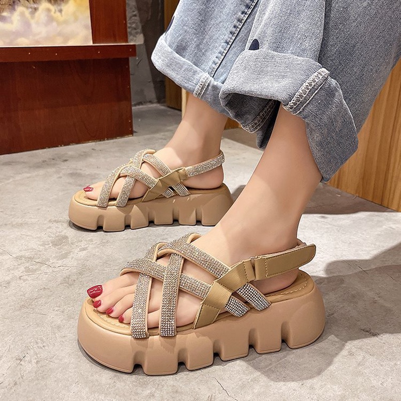 รองเท้าแตะฤดูร้อน Fashion Bright Diamond Roman Sandals Women39s Summer ...