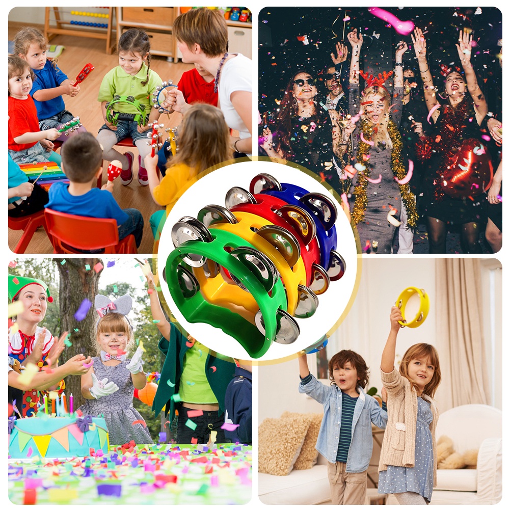 4pcs Toy Musical Instrument Tambourine Jingles Hand Rattle Bell Orff ...