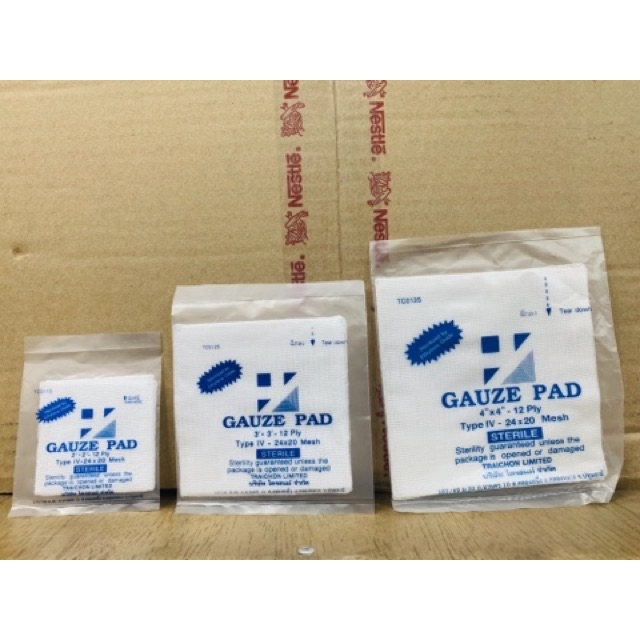 TC Sterile gauze pad 2x2นิ้ว ผ้าก๊อสปลอดเชื้อ ต่อกล่อง กล่องละ100ซอง ...
