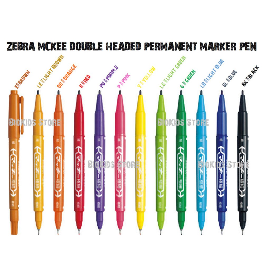 Zebra mckee double headed permanent marker pen | Shopee Thailand