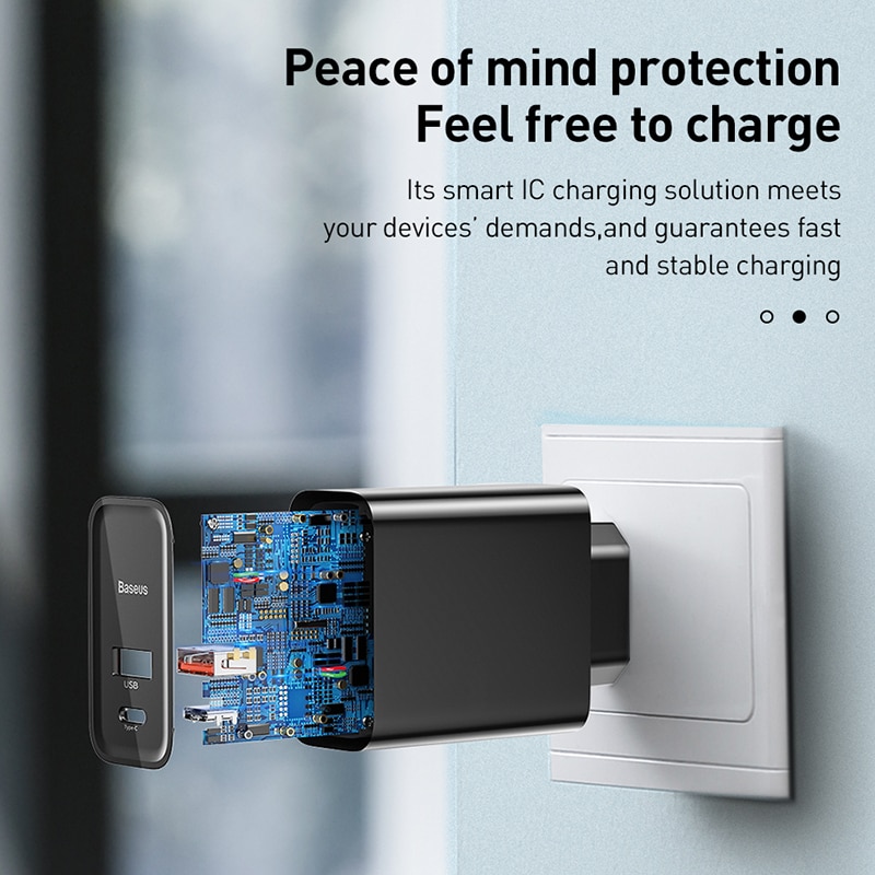 Baseus Dual USB Fast Charger 30W Support Quick Charge 4.0 3.0 Phone ...