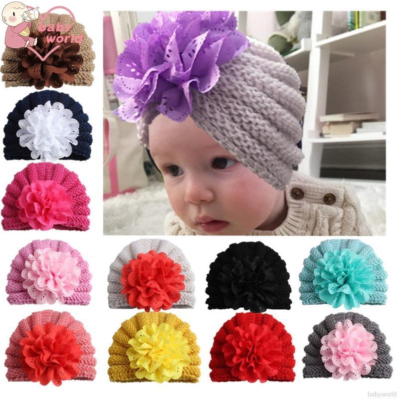 หมวกถักลายดอกไม้น่ารักสำหรับเด็กทารก - babyworld.th - ThaiPick