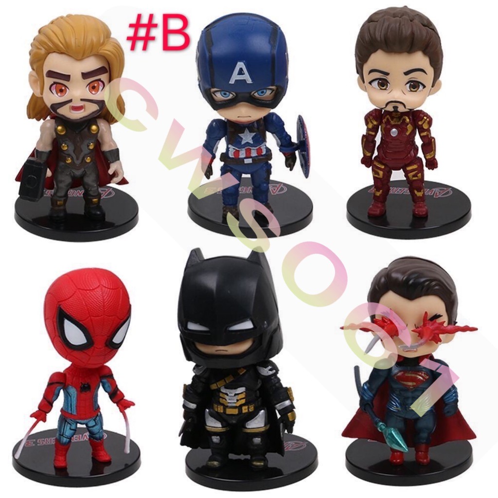 6PcsSet 10cm Marvel Avengers DC Comic Justice League Cute Super Hero ...