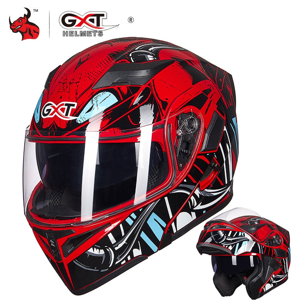 GXT รถจักรยานยนต์ หมวกกันน็อค พลิก ขึ้น Casco Moto Moto Full Face Moto ...
