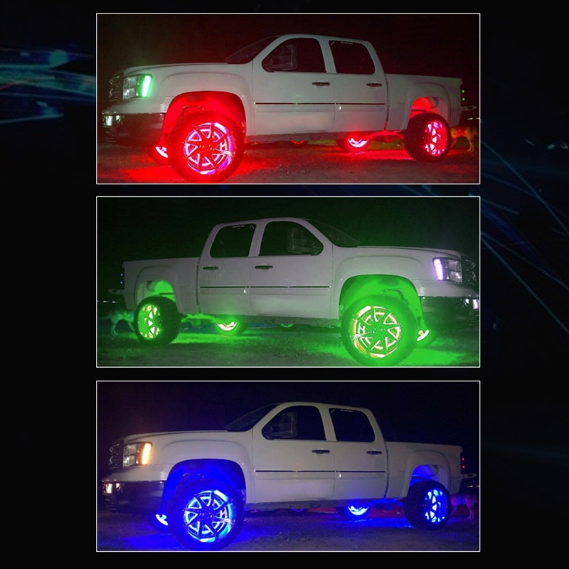 4pcs Car Hub Lamp Rgb Kit Waterproof Led Strip Light Appremote Control ...