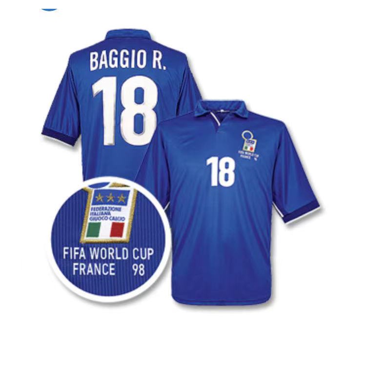 1998 Italy National Team Football Jersey Retro Roberto Baggio Italian ...