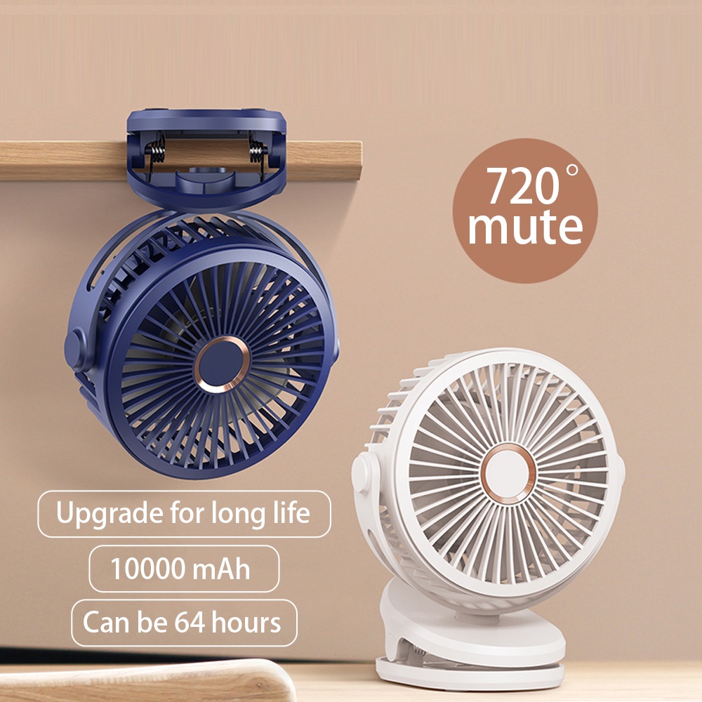 Clip Fan Portable USB Stroller Fans with 4 Speeds Quiet Clip on Mini ...