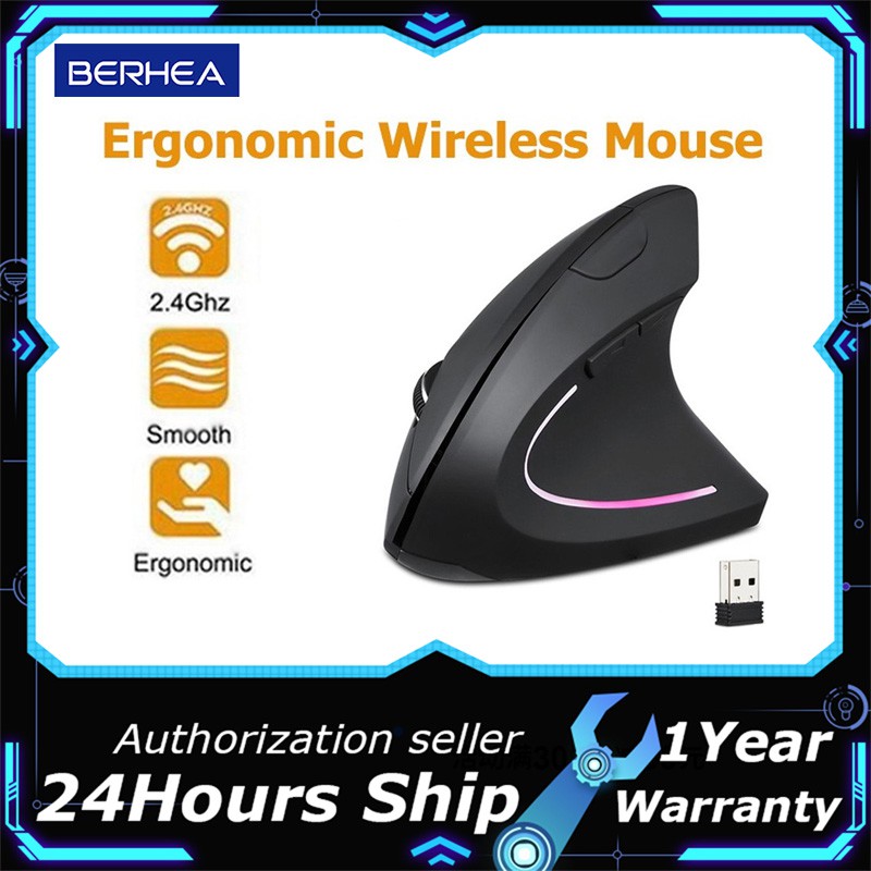 【Ready stock】Ergonomic Vertical Wireless Mouse 1600 DPI USB Optical ...