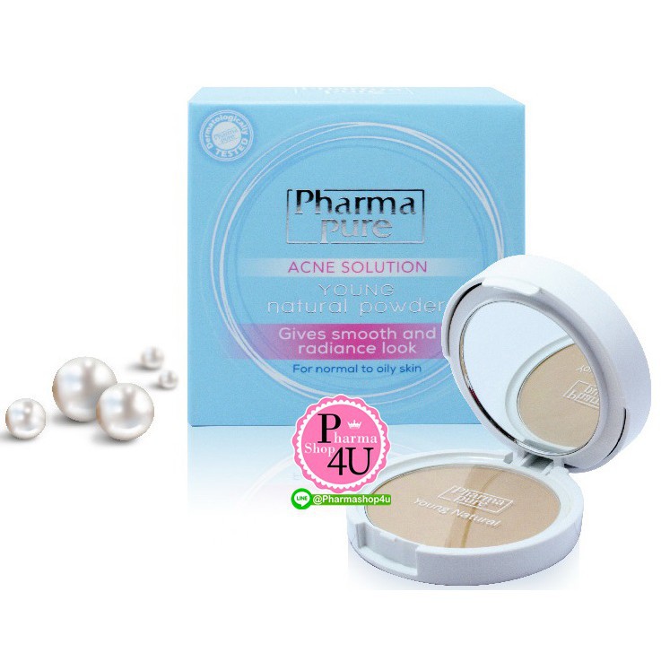 วาสลีน~ Pharma pure acne solution young natural powder แป้งตลับ คุมมัน ...