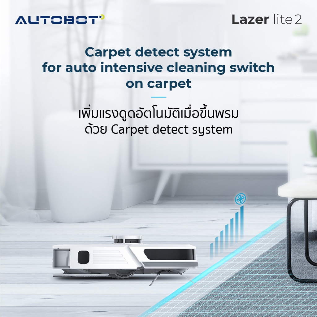 AUTOBOT Lazer Lite 2 หุ่นยนต์ดูดฝุ่น ระบบเลเซอร์ LiDAR Navi พร้อมถูพื้น ...