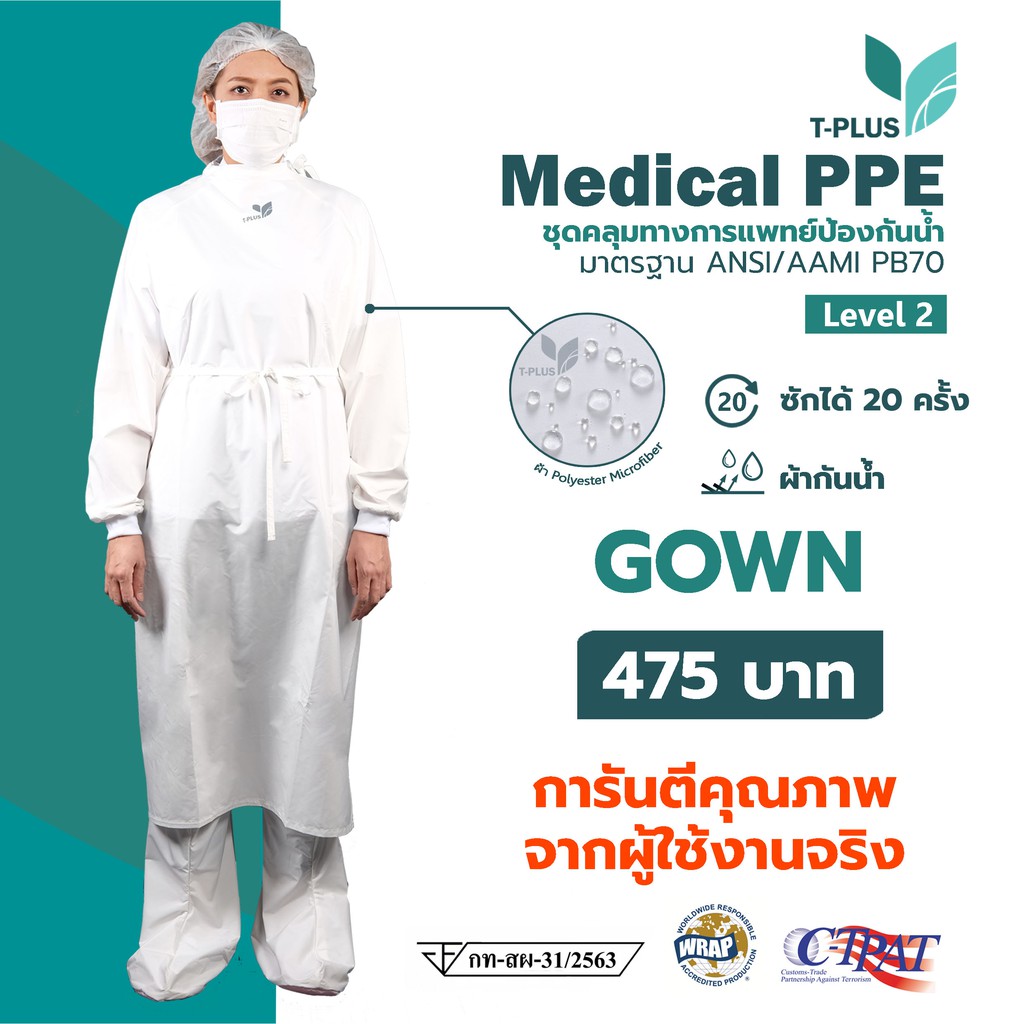 ชุด PPE ซักได้ ชุดกาวน์ ทางการแพทย์ Gown [ผลิตในไทย/ พร้อมส่ง] | Shopee ...