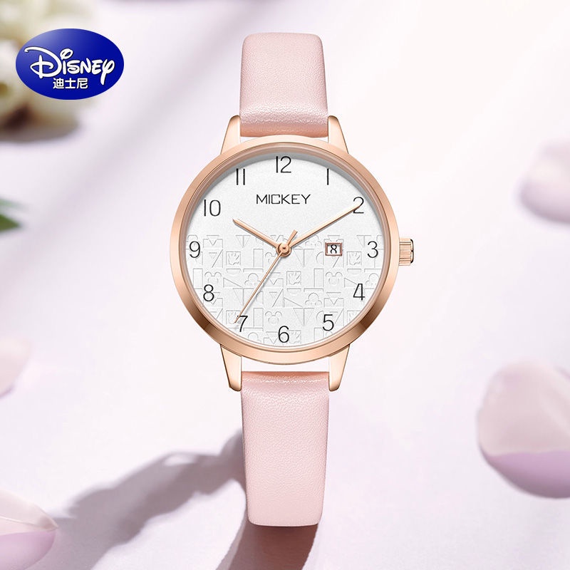 CASIO Disney ของแท้นาฬิกาสุภาพสตรีแนวโน้มแฟชั่นนาฬิกาผู้หญิงสายหนัง ...