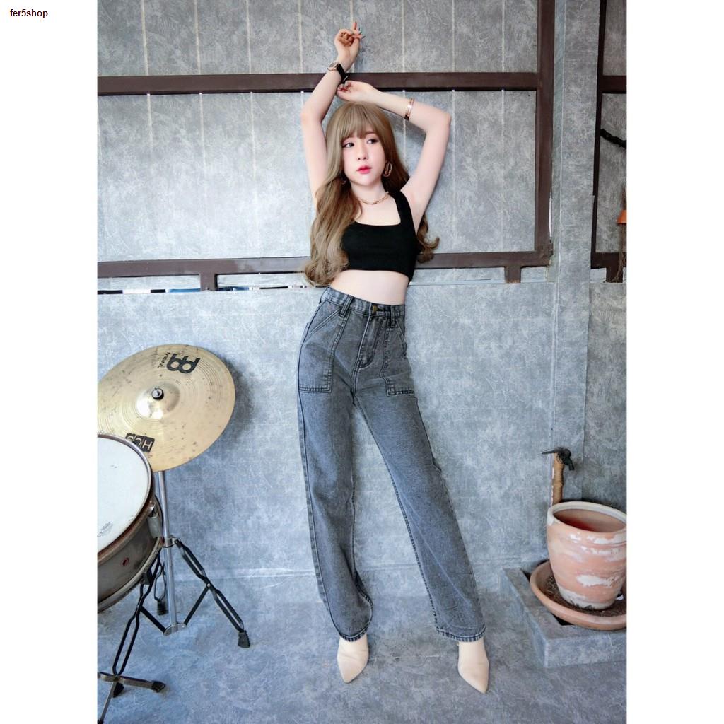 จัดส่งทันทีCc jeans 019 XXL กางเกงยีนส์ผู้หญิง ทรงกระบอก เอวสูง แต่ง ...