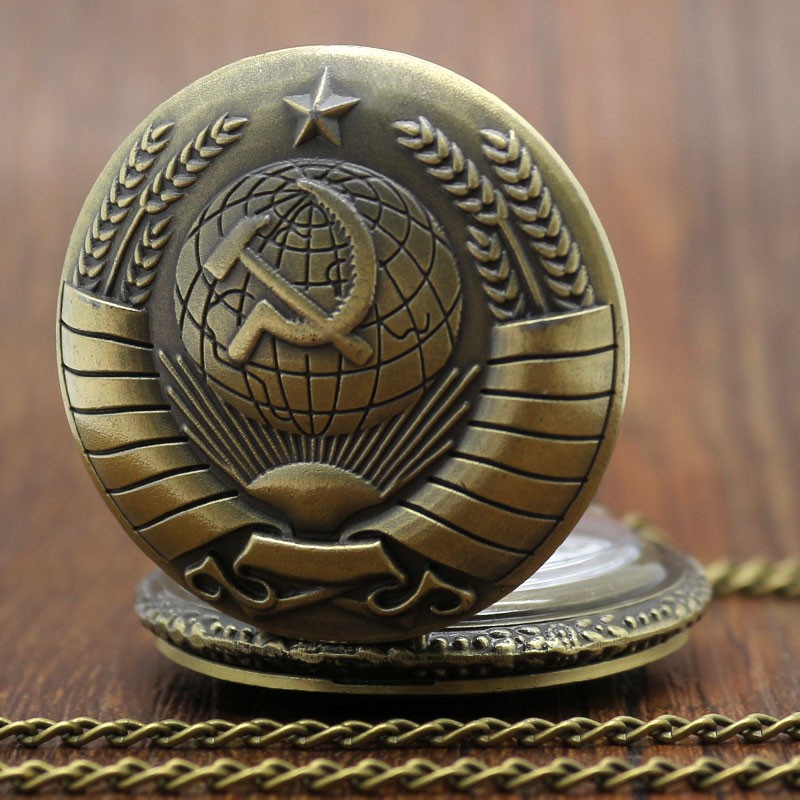 กระเป๋านาฬิกาVintage ocket Watch Soviet Sickle Hammer Style Quartz ...