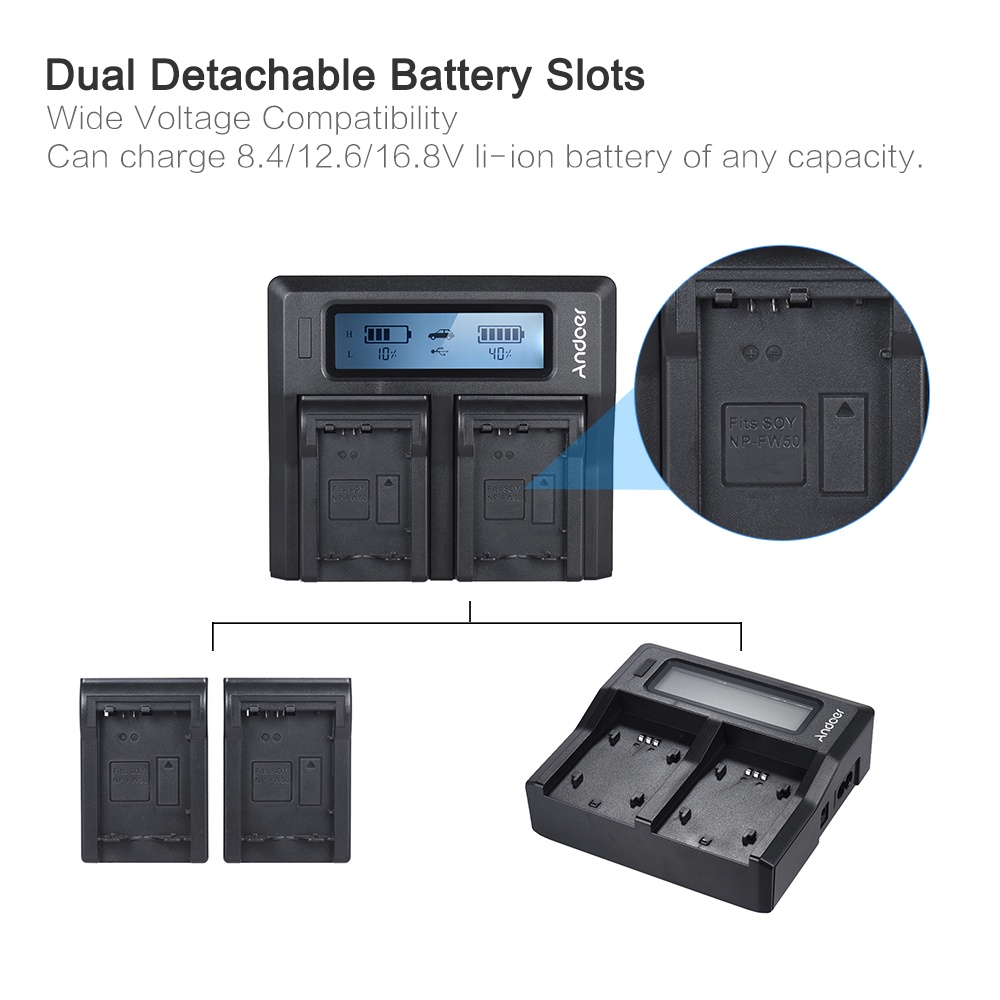 Andoer NP FZ100 Camera Battery Charger for Sony Dual Channel LCD Camera Battery Charger for Sony ...