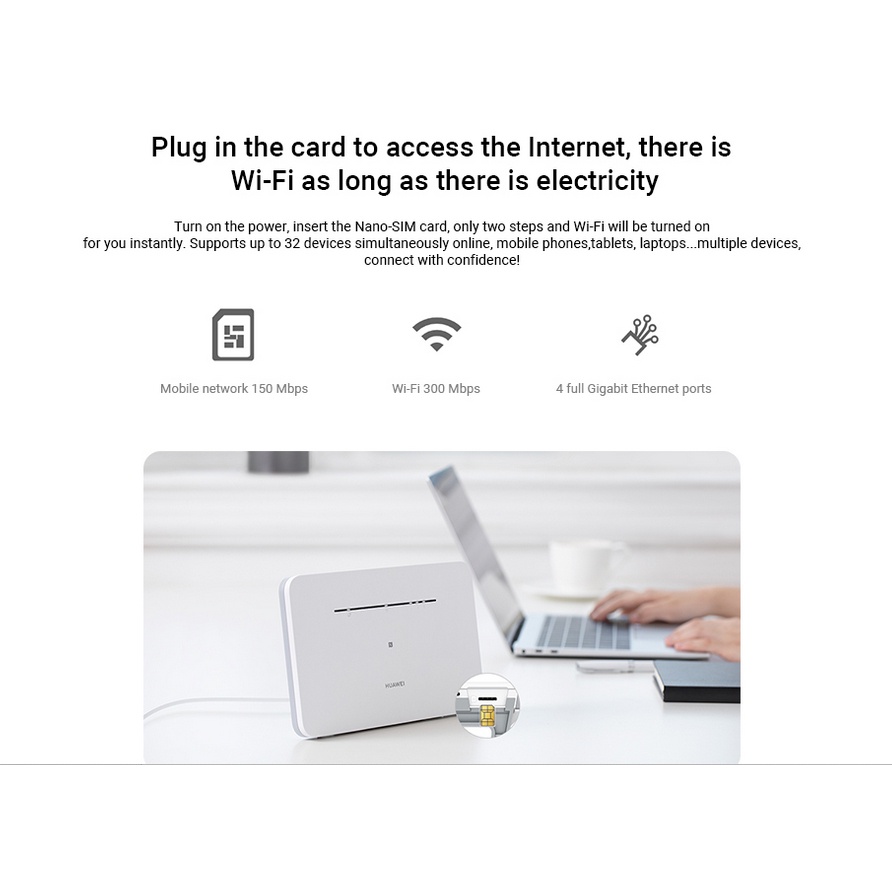 HUAWEI Mobile 4G Router LTE SIM Card Router Hotspot NFC Connect CPE ...