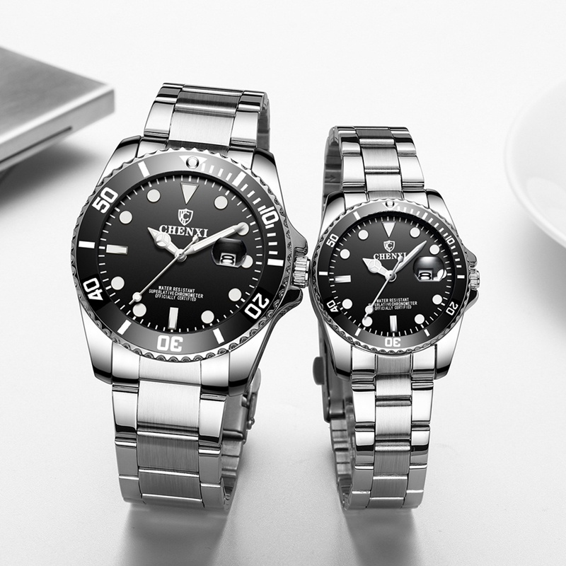 Brand Luxury Couple Watches Pair Men And Women With Box Stainless Steel ...