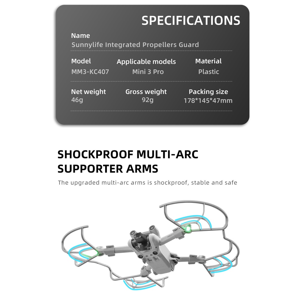 กรงป้องกันใบพัดสำหรับ DJI Mini 3 Pro Landing Gear Integrated Propellers ...
