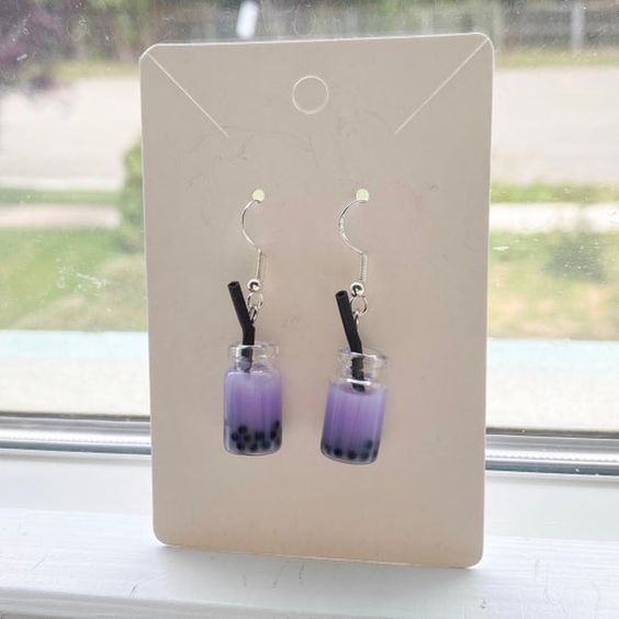 Boba Tea ต่างหูชานมไข่มุกต่างหู Boba ต่างหู Kidcore ต่างหู Boba Milktea ...