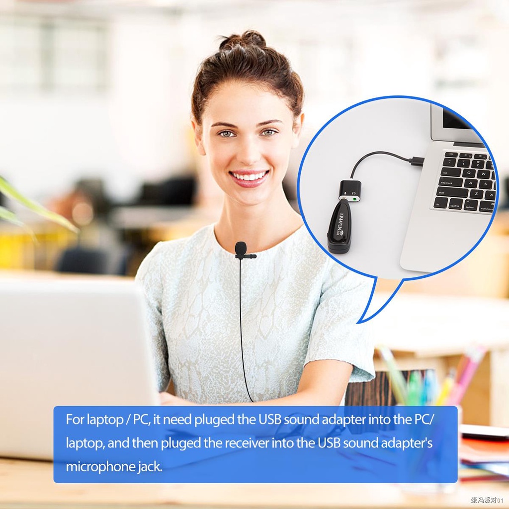 KIMAFUN Wireless Lavalier Lapel Microphone External Voice Collar Mic ...