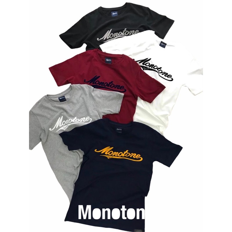 Monotone เสื้อยืดสีดำลายอักษรMonotone สีเทา ผ้าซุปเปอร์ซอร์ฟ T-Shirt TD ...