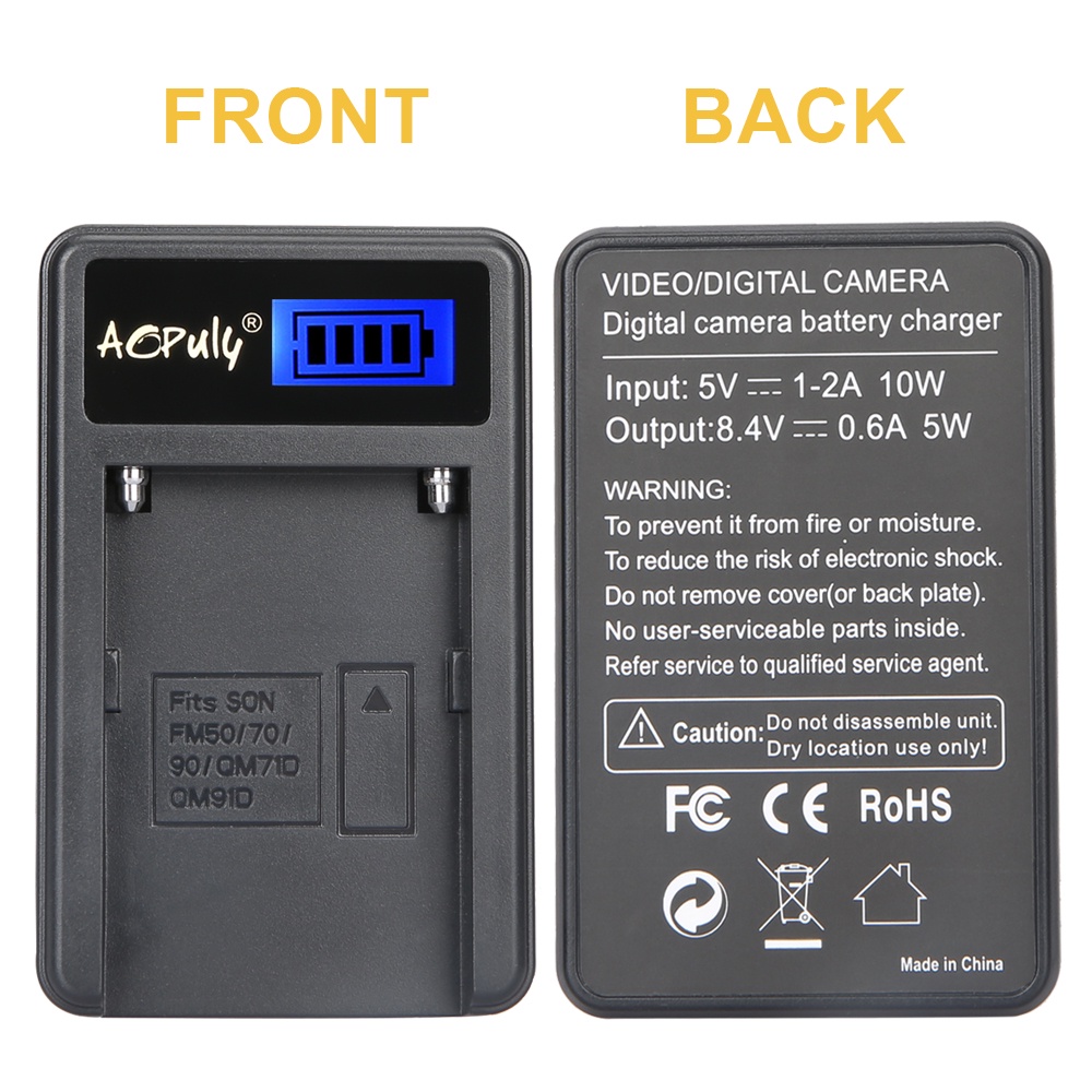 AOPULY Battery Charger NP FM50 NP FM50 Camera Battery LCD USB Charger ...