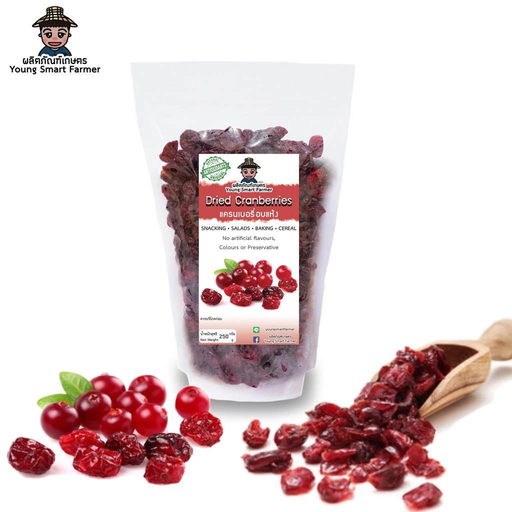 Cranberry แครนเบอรี่ อบแห้ง รสธรรมชาติ 250 กรัม | Shopee Thailand