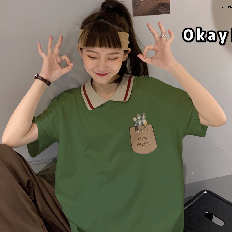 Soft Sister เสื้อโปโลแขนสั้นเสื้อยืดหญิงประจำวัน 2020 หลวมเวอร์ชั่น ...