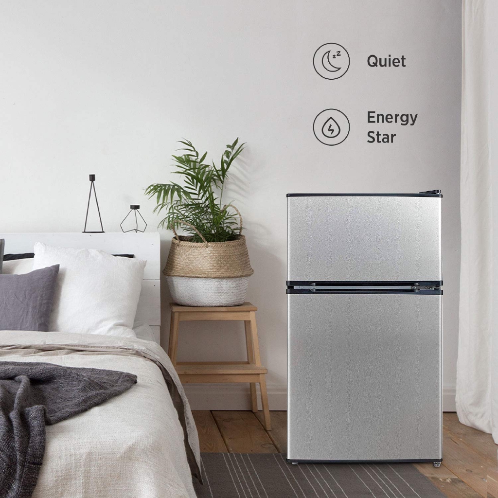 108LFSS1 Double Door Mini Fridge with Freezer for Office or Dorm with ...