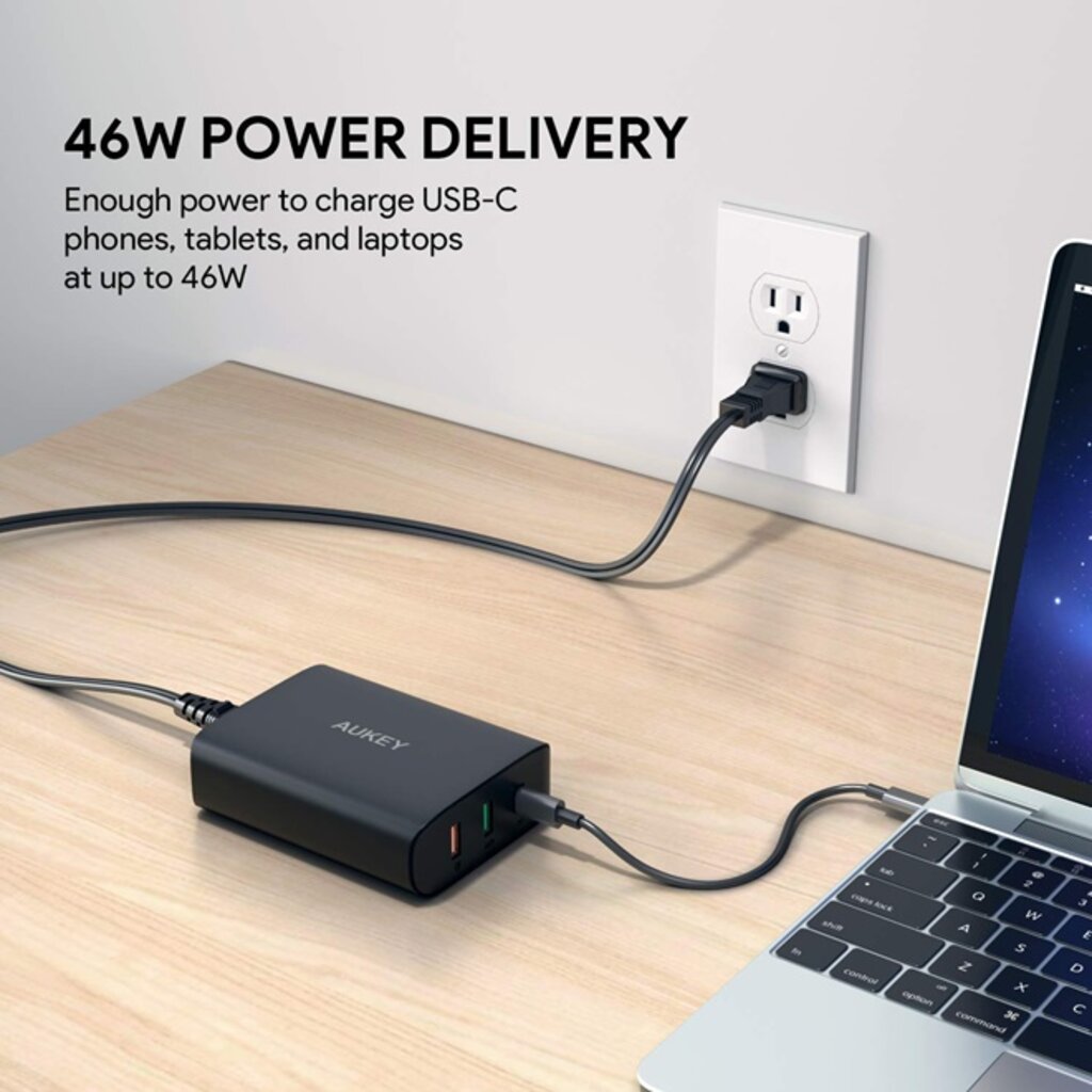 Adapter ที่ชาร์จ Aukey 3 Port All in One FastCharge – Power Delivery 3. ...