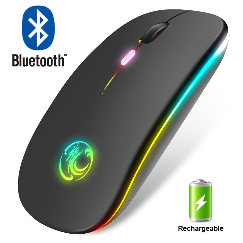 Wireless Mouse Bluetooth Mouse RGB Rechargeable Computer Mouse Wireless ...
