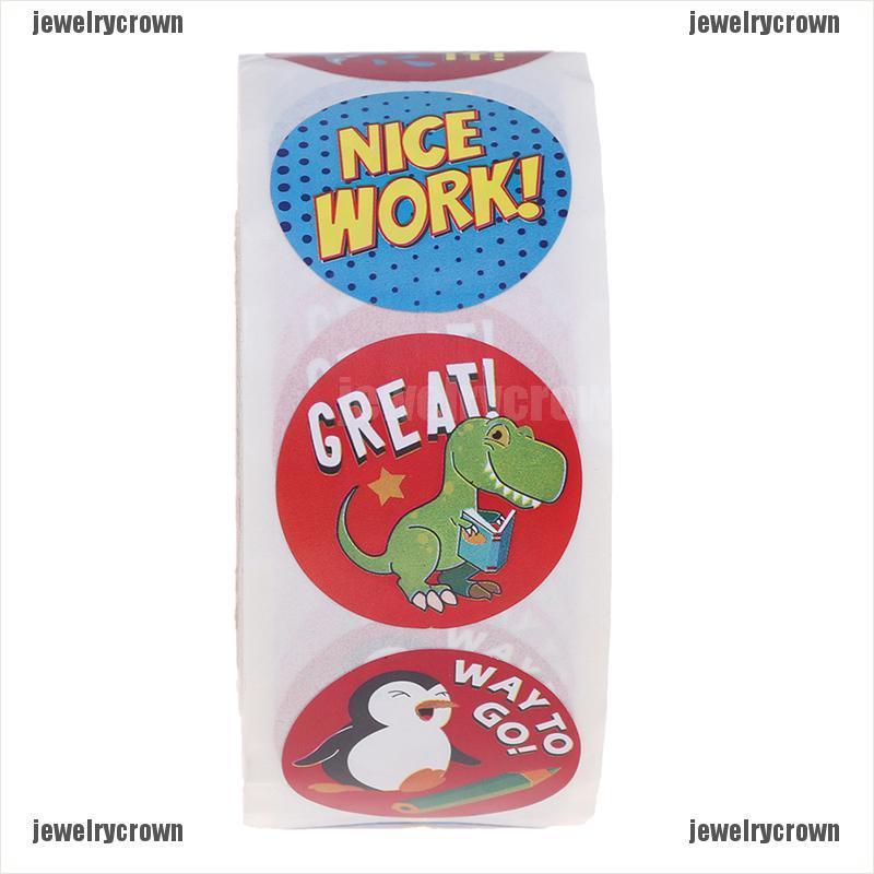 [Crown] 500PCS/Roll Nice Work Super Job Stickers Stationery Sticker ...