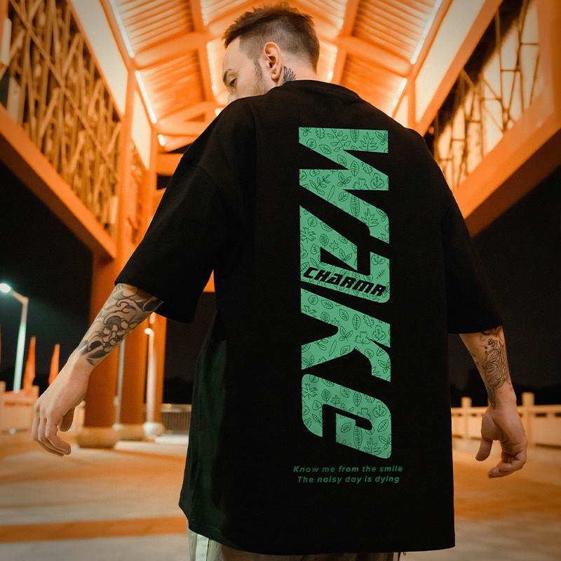 (Size S-8XL)Trend English Short cotton T shirt men and women summer Easy shirt Fashion street ...