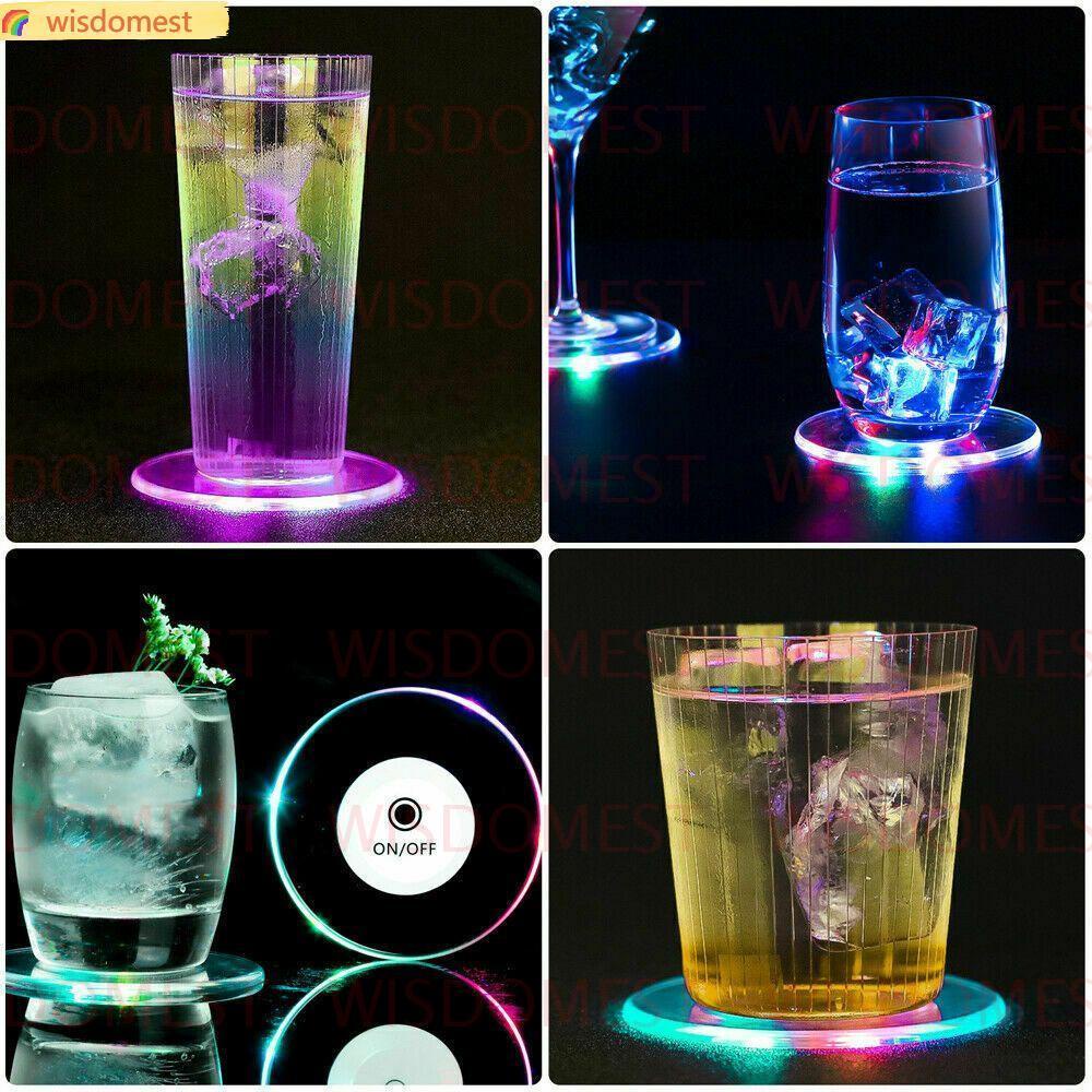 WISDOMEST Led Coaster ถ้วยผู้ถือแก้วขาตั้ง Light Bar Mat ตาราง Placemat ...