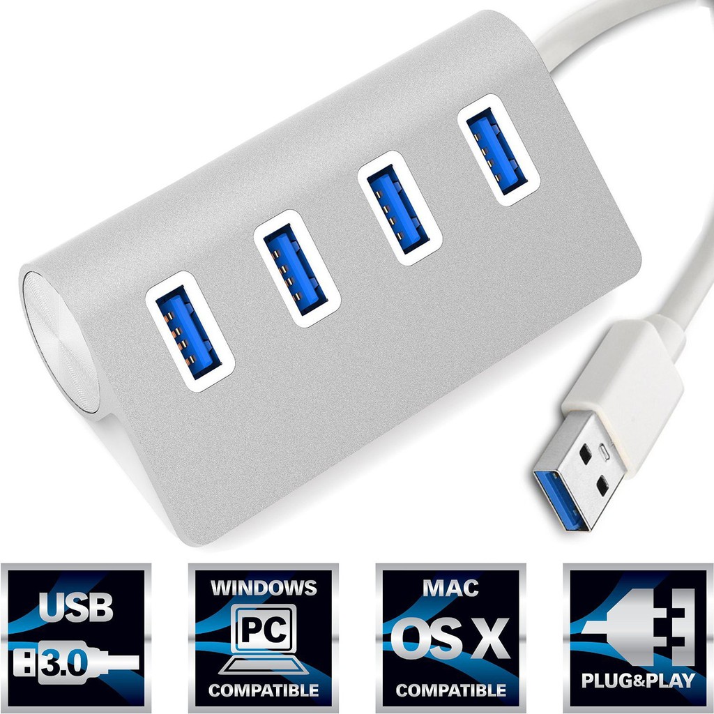 USB HUB 3.0 5Gbps 4 Ports Splitter Adapter Aluminum Super Speed High ...