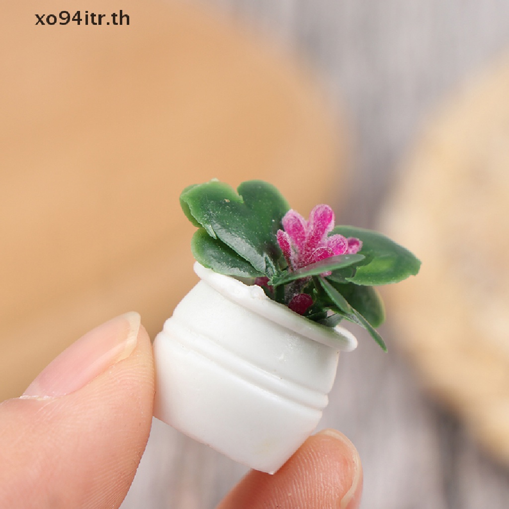 XOITR 4Pcs 1:12 Dollhouse Miniature Green Plant Pot Potted Flower ...