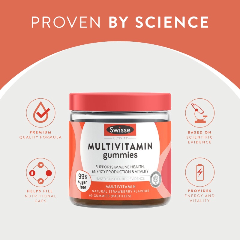 Swisse Ultivite Multivitamin Gummies 60 Gummies (Pastilles) (EXP08 2024) วิตามินรวมและเกลือแร่ ...