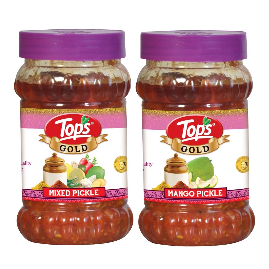 Tops Gold Mixed Pickle 375gm Jar + Tops Gold Mango Pickle 375 Gm ...