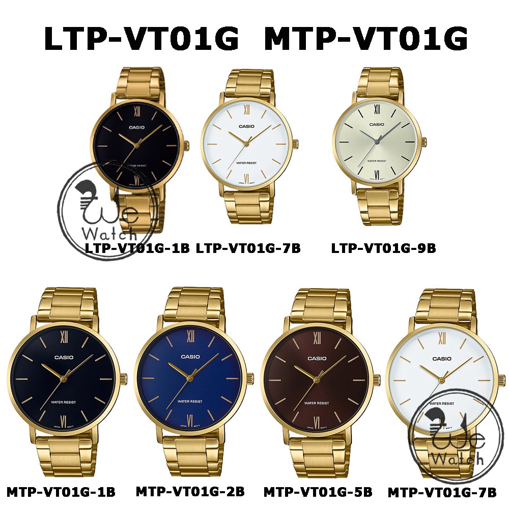 CASIO ของแท้ รุ่น LTP-VT01G MTP-VT01G นาฬิกาหญิงและชาย สายสแตนเลส สีทอง ...