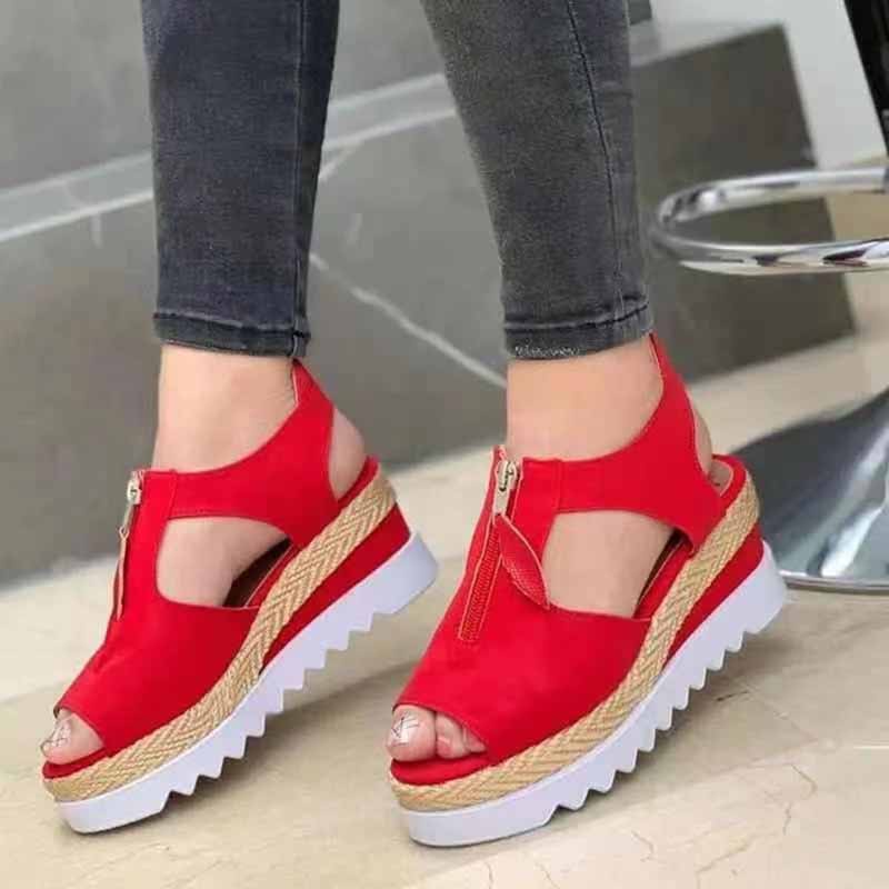 Ready Stock2022 Fashion Peep Toe Women39s Sandals Solid Color Wedges ...