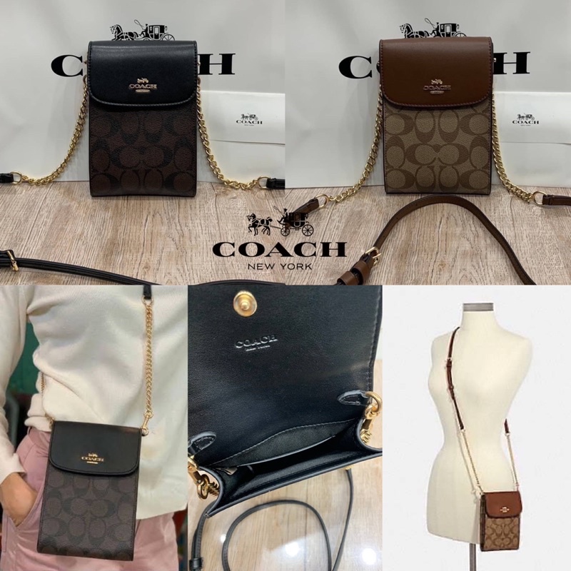 COACH RACHEL PHONE CROSSBODY IN SIGNATURE CANVAS (3051) | Shopee Thailand
