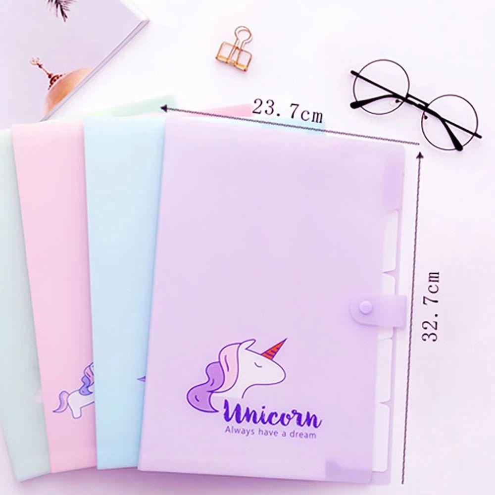 WMES1 Kawaii Unicorn Accordion File Folder Cartoon Paper Organizer A4 ...