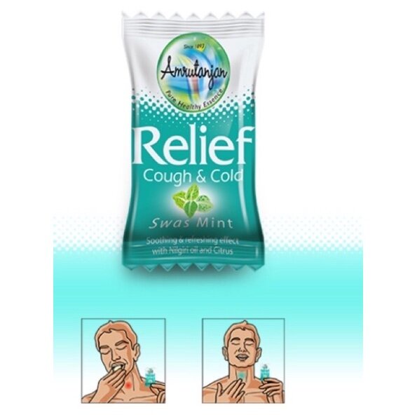 Amrutanjan Candy Relief Swas Mint ลูกอมแก้ไอ แก้เจ็บคอ 200 ชิ้นขวด ช่วย ...