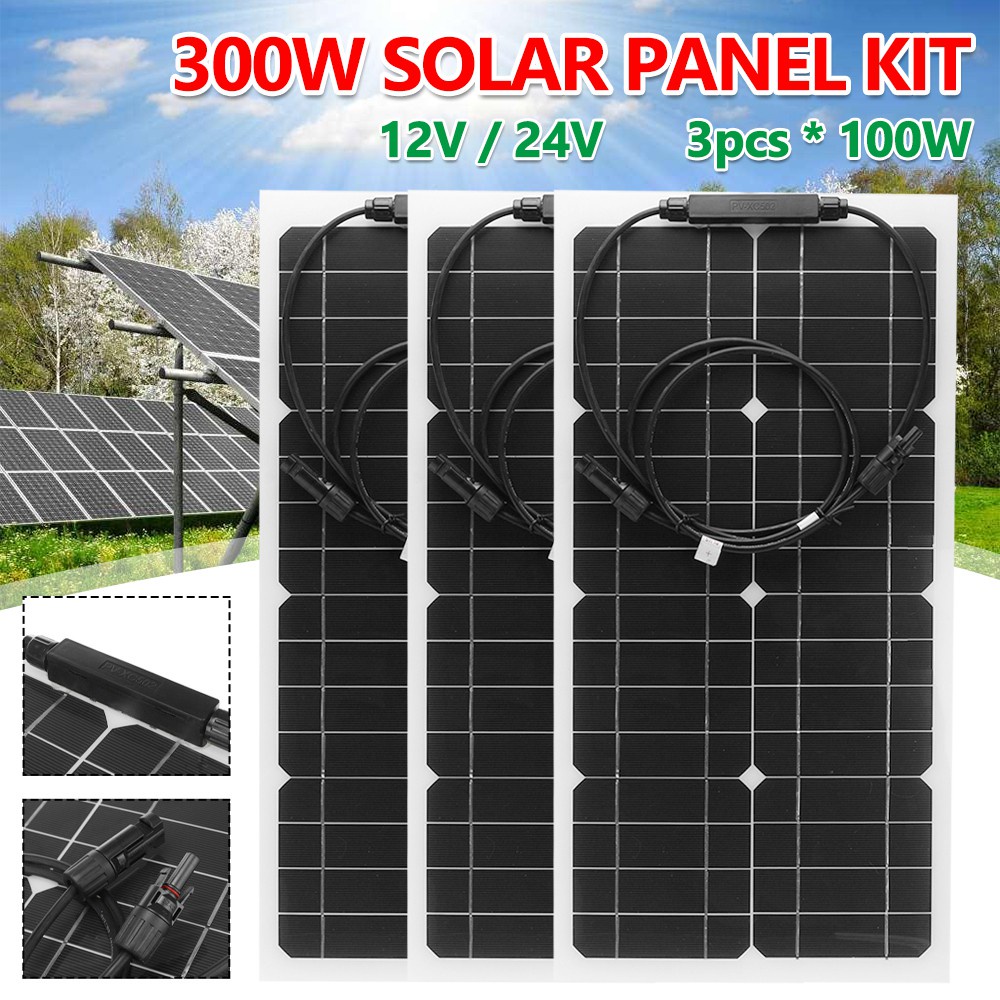 ♨☫☍☁ 300W Solar Panel Kit 12V 24V High Efficiency Flexible ...
