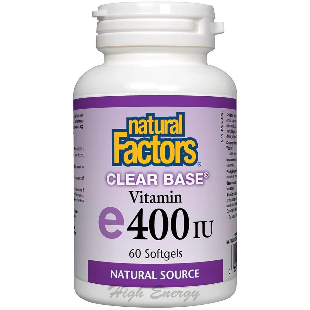 Natural Factors, CLEAR BASE® Vitamin E 400 IU, 60 Softgels - high ...